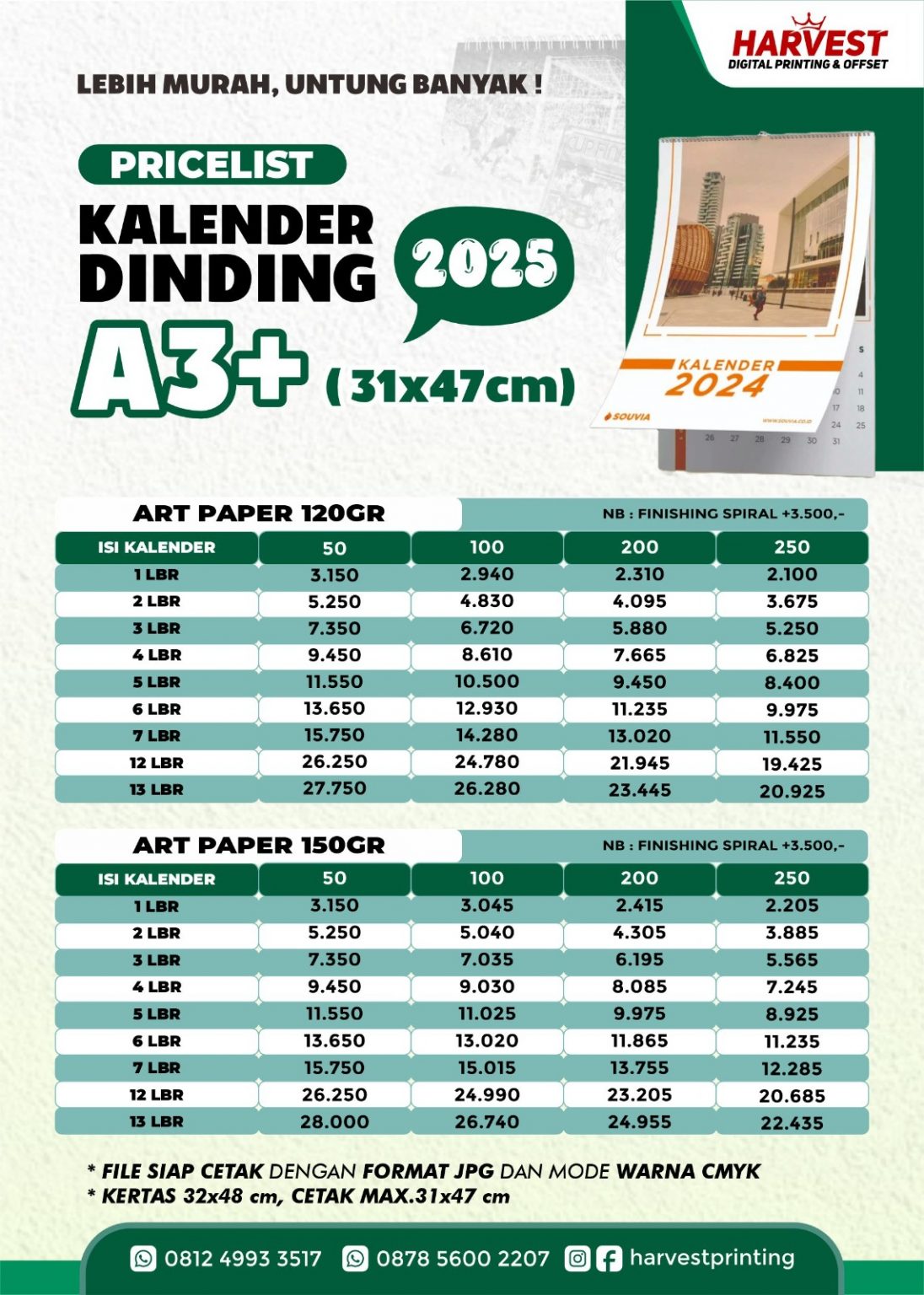 Harga Cetak Kalender 2026 Murah Pesan Online Disini – Printing Harvest